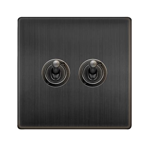 Click Definity Complete Matt Bronze Screwless 2 Gang 2 Way Toggle Switch Sfbz422 Click4electrics