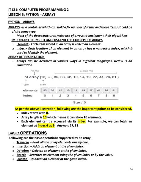 Cs 121 Python Arrays Computer Programming 2 It121 Computer
