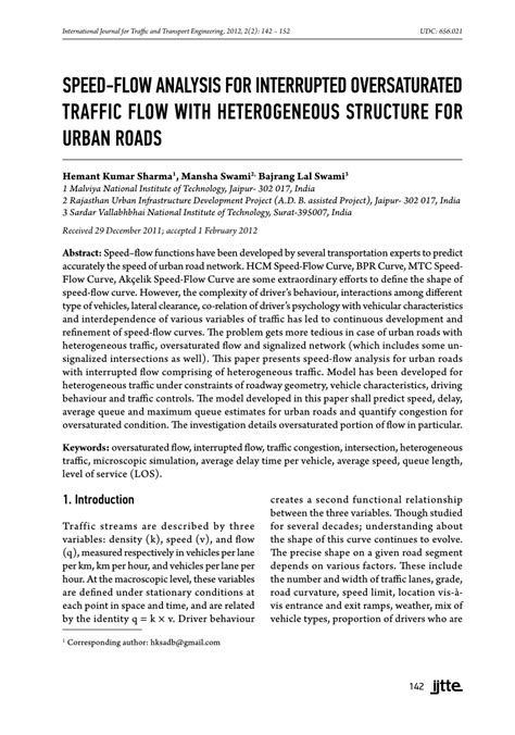 Pdf Speed Flow Analysis For Interrupted Oversaturated Traffic Flow