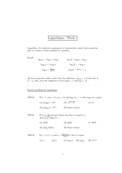 Logarithms Week 2 Lesson Plan For 10th 12th Grade Lesson Planet