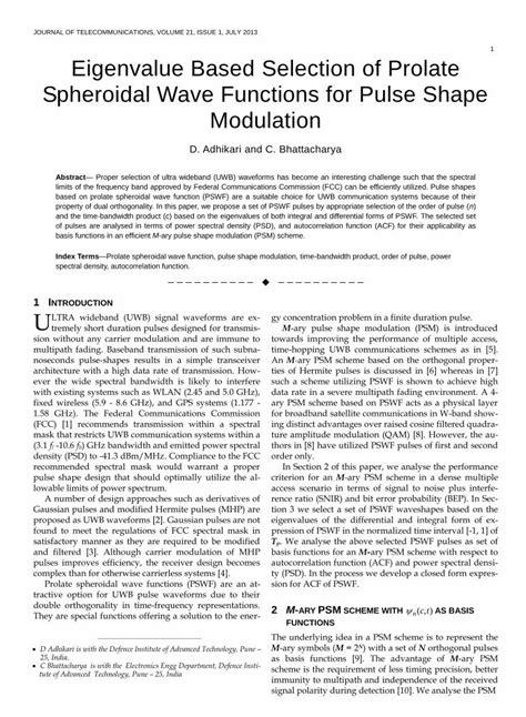 pdf eigenvalue based selection of prolate spheroidal wave functions