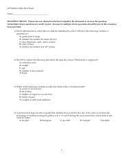 AP Stat Midterm Review Pdf AP Statistics Mid Term Exam Name MULTIPLE CHOICE Choose The One