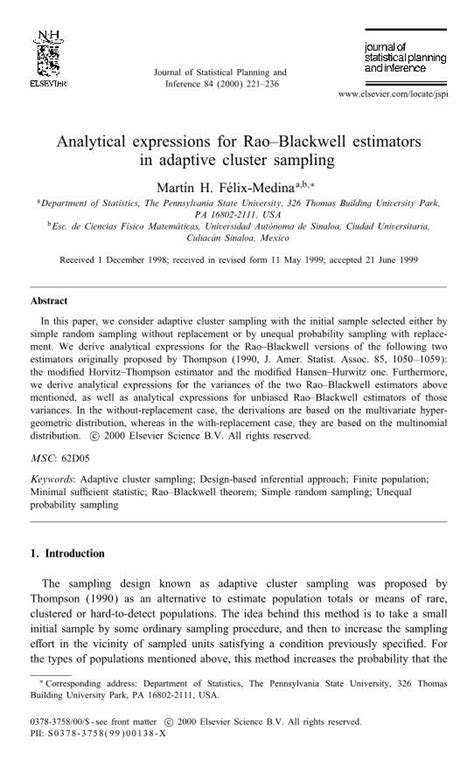Pdf Analytical Expressions For Raoblackwell Estimators In Adaptive