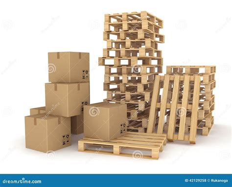 Carton Boxes And Pallets Stock Illustration Illustration Of Logistics