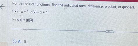 Solved For The Pair Of Functions Find The Indicated Sum