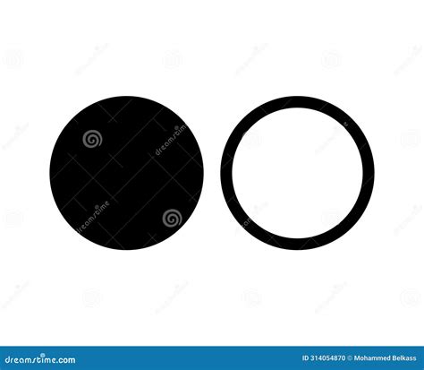 Circle Shape And Circle Outline Stroke Black Symbol Vector Stock Vector