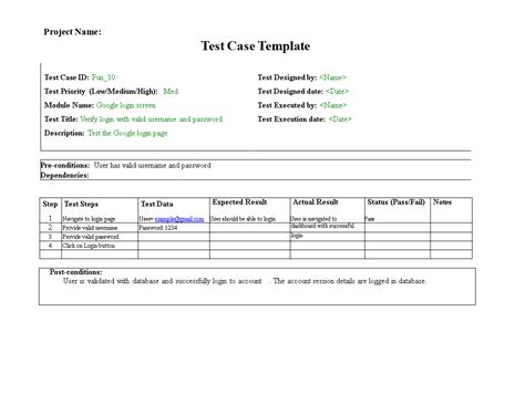 Test Case Template Download Now