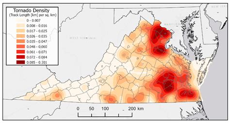 Exploring Spatial Patterns Of Virginia Tornadoes Using Kernel Density