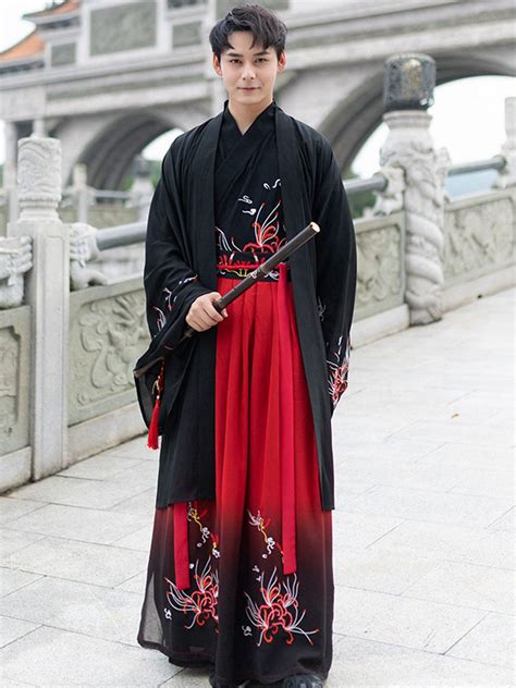 Chinese Traditional Clothes Black Red Hanfu Male And Female Fashion Hanfu