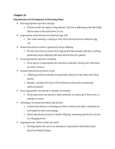 Chapter 24 Notes Chapter 24 Reproduction And Development Of Flowering Plants Most Angiosperms