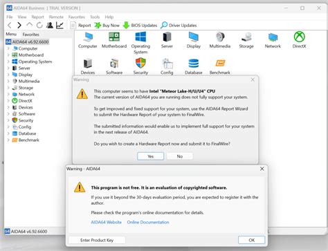 AIDA Business Shows A Warning Window Bug Reports AIDA Discussion Forum