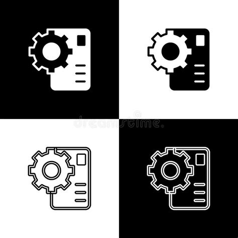 Set Neural Network Icon Isolated On Black And White Background Artificial Intelligence Ai Stock
