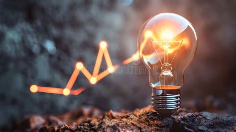 Light Bulb With Upward Graph Symbolizing Ideas Fueling Stock Illustration Illustration Of