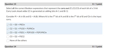Solved Question 13Select All The Correct Boolean Expressions Chegg Com