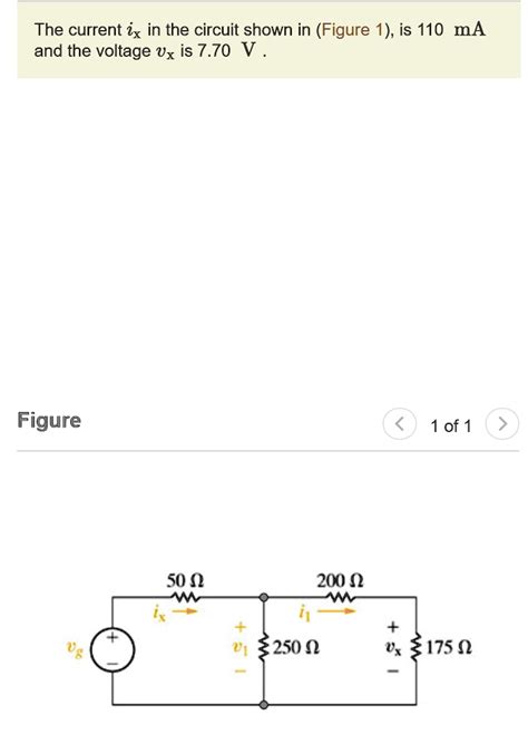 Solved The Current Ix In The Circuit Shown In Figure 1 Is 110 Ma