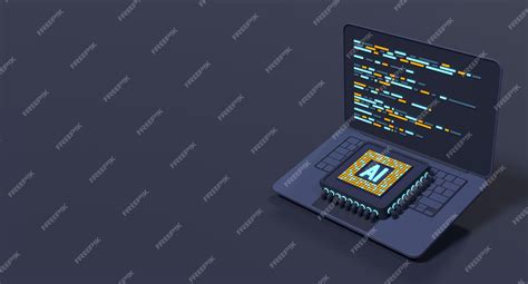 Premium Photo 3d Render Laptop Computer With Microchip Ai Chip Hardware Concept Futuristic