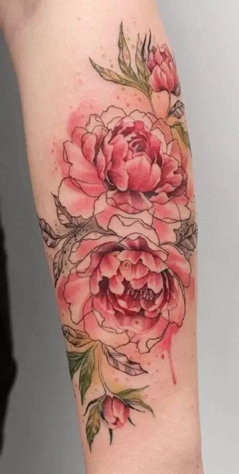 Peony Watercolor Tattoo