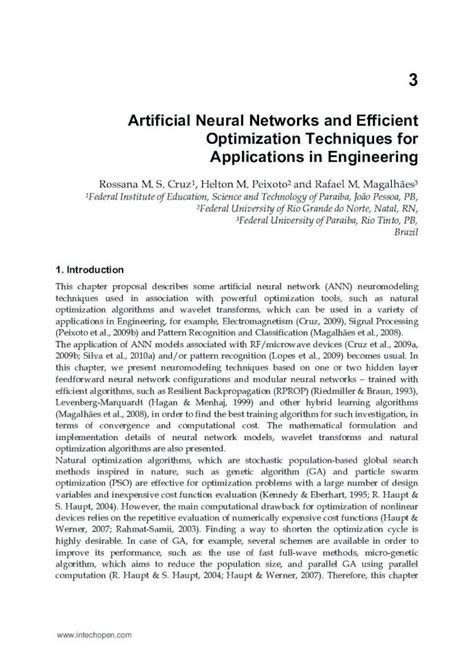 Pdf Artificial Neural Networks And Efficient Optimization