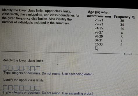 Solved Identify The Lower Class Limits Upper Class Limits