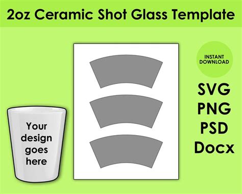 2oz Ceramic Shot Glass Template Svg Png Psd And Docx 85x11 Sheet