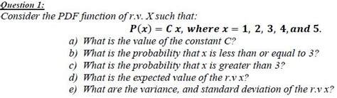 Solved Onsider The PDF Function Of R V X Such That Chegg