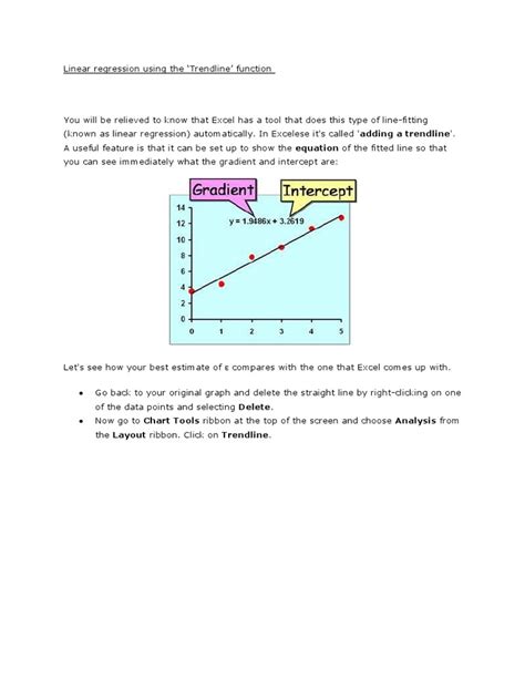 linear regression using the trendline function excel pdf