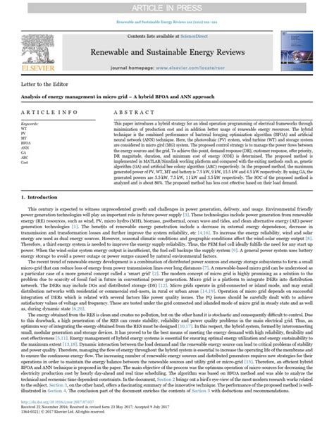 analysis of energy management in micro grid a hybrid bfoa and ann