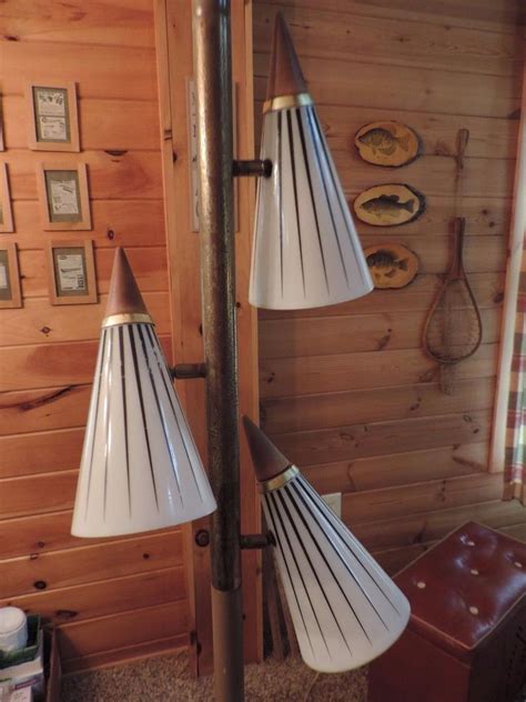 Vtg Mid Century Danish Pole Tension Floor Lamp 3 Head Socket Floor To Ceiling 1874081759