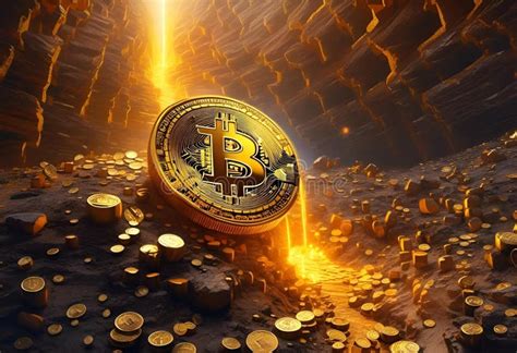 ai illustration of a stunning visual representation of a bitcoin with golden coins stock