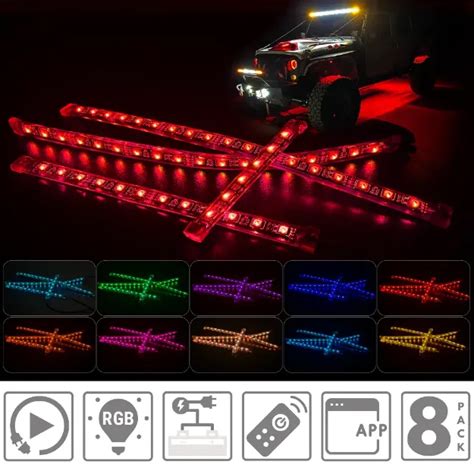 RGB Underglow LED Light Kit 8 Pack Extreme LED Light Bars