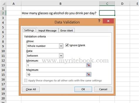 Excel Basics Data Validation In Excel Myritebook Learn Tutorials
