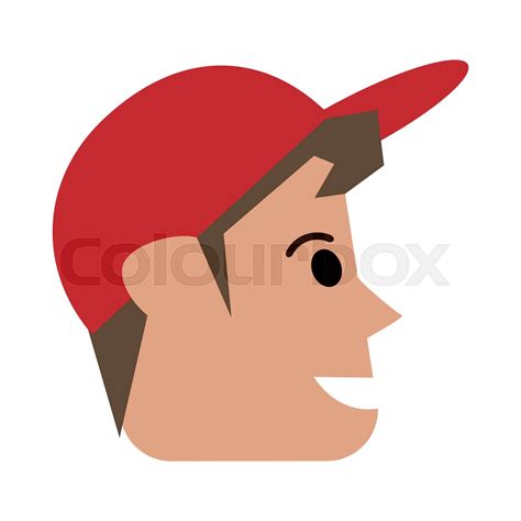 Happy Man Wearing Cap Sideview Icon Image Stock Vector Colourbox