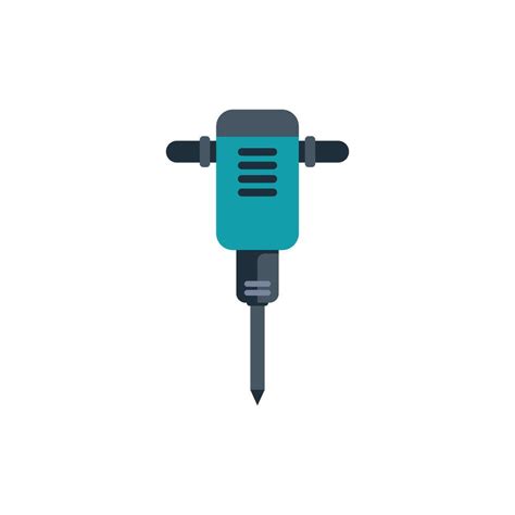 Teal Jackhammer Standing With Chisel Pointing Down On White Background