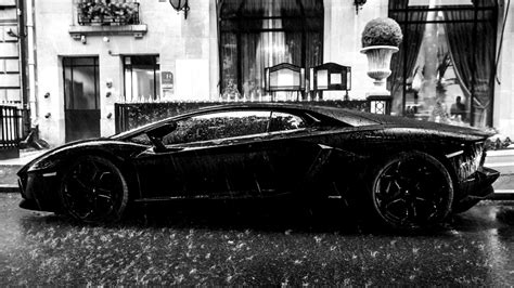 배경 화면 단색화 비 람보르기니 Lamborghini Aventador 스포츠카 고성능 차 바퀴 초차