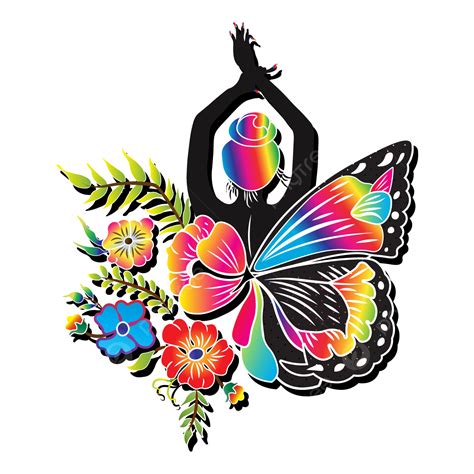 나비와 꽃 일러스트레이터 아트 디자인을 한 여성 나비와 꽃 벡터와 여자 나비와 꽃 예술을 가진 여자 나비 날개 Png 일러스트 및 벡터 에 대한 무료 다운로드