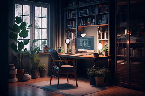 Home Office Created By A Neural Network Generative Ai Stock Illustration Illustration Of