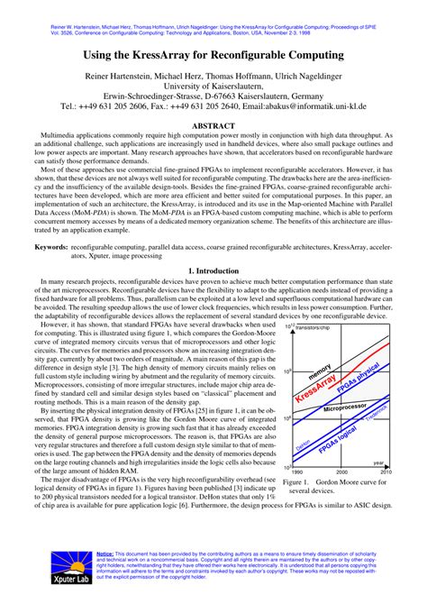 Pdf Using The Kress Array For Reconfigurable Computing