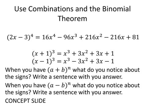 ppt use combinations and the binomial theorem continued powerpoint