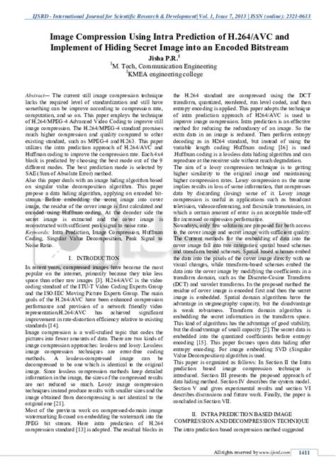 Pdf Image Compression Using Intra Prediction Of H264avc And Implement Of Hiding Secret Image