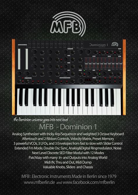 Mfb Dominion 1 Analog Synth Keyboard Version Of The Dominion X