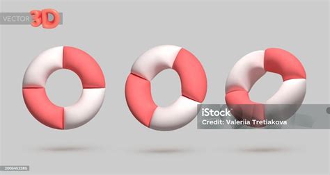 흰색 배경에 고립된 벡터 3d 아이콘을 설정합니다 빨간색과 흰색 구명 부표 구명 조끼 엽서 아이콘 포스터 배너 웹 디자인 예술에 대 한 벡터 일러스트 레이 션 3차원 형태에