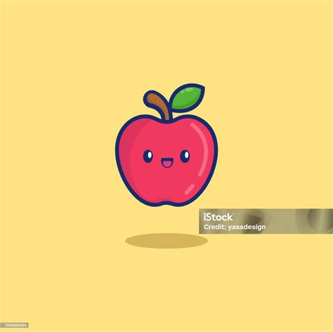 일러스트 레드 애플 과일 웹에 사용되는 귀여운 일러스트 인포 그래픽 아이콘 웹 또는 모바일 앱 프리젠 테이션 아이콘 편집 가능한 Eps 파일 거실에 대한 스톡 벡터 아트 및