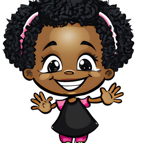Happy Little Black Girl Cartoon · Creative Fabrica