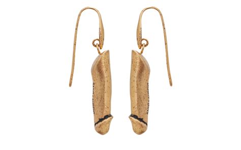 Saint Laurent Release Gold Penis Earrings And Necklace