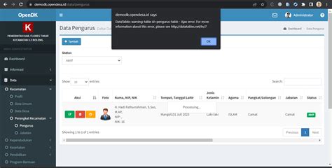 Terjadi Error Saat Melakukan Pencarian Dan Pengurutan Nama Perangkat Kecamatan · Issue 727