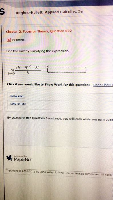 solved find the limit by simplifying the expression lim h