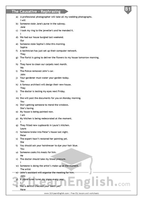 321 Learn Grammar Causative Have Something Done Level B1