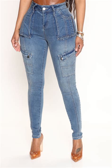 Playing For Keeps Cargo Skinny Jeans Medium Wash Fashion Nova Jeans Fashion Nova