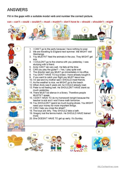 Modals General Grammar Practice English ESL Worksheets Pdf Doc