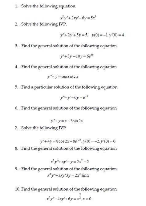 1 Solve The Following Equation X 2y 2xy 6y
